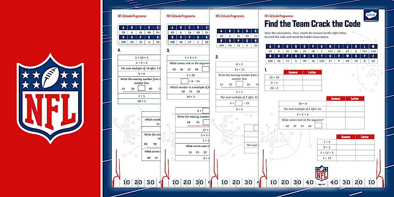 FREE! - 👉 NFL: Find the Team Crack the Code [Ages 7-9]